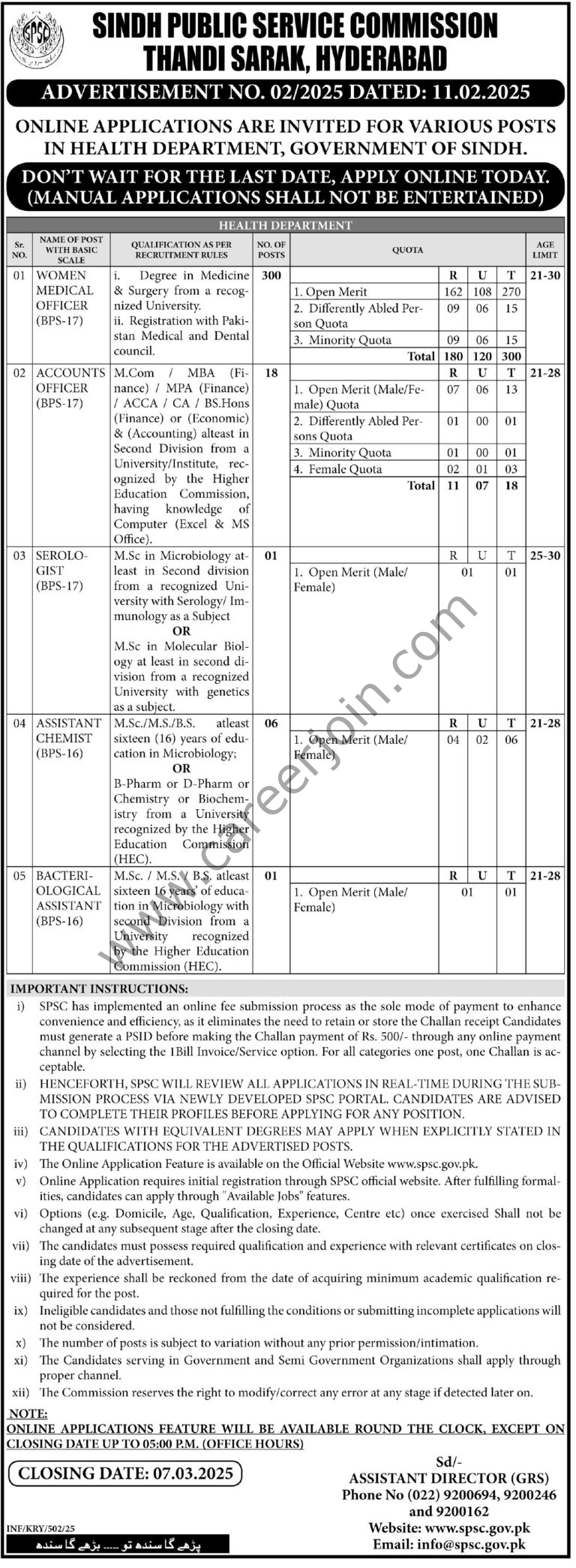 Sindh Public Service Commission SPSC Jobs February 2025 Sindh Public Service Commission SPSC Jobs February 2025