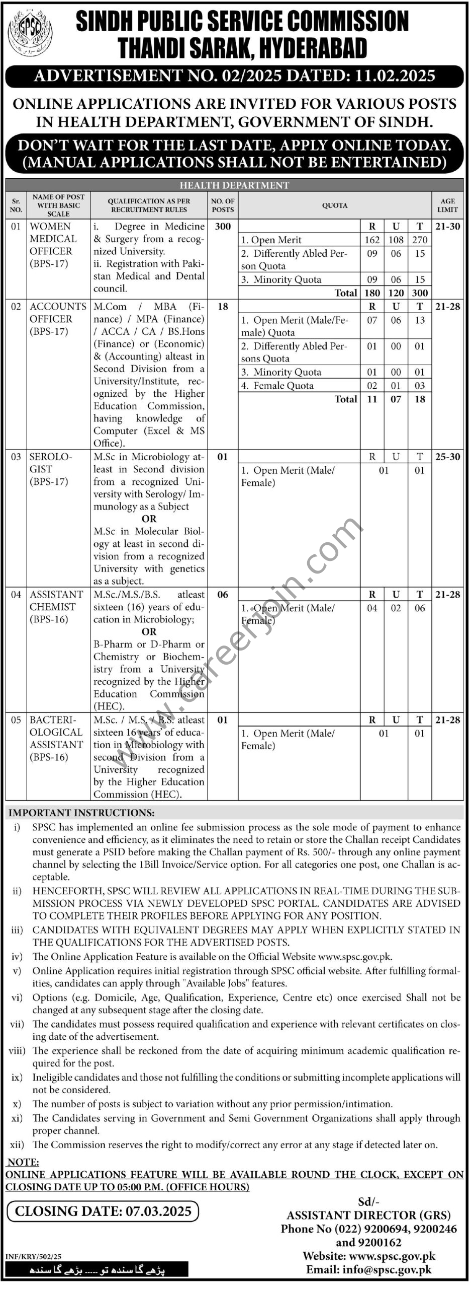 Sindh Public Service Commission SPSC Jobs February 2025 Sindh Public Service Commission SPSC Jobs February 2025