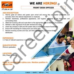 Fast Cables Limited Jobs Front Desk Officer
