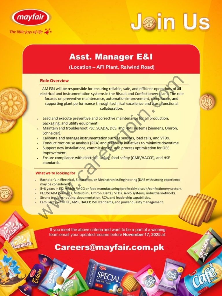 Mayfair Pakistan Jobs Assistant Manager E&I