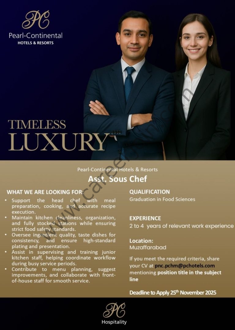 PC Pearl-Continental Hotels & Resorts Jobs November 2025