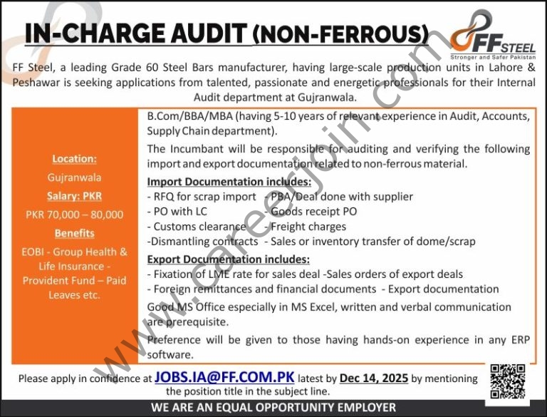FF Steel Jobs December 2025