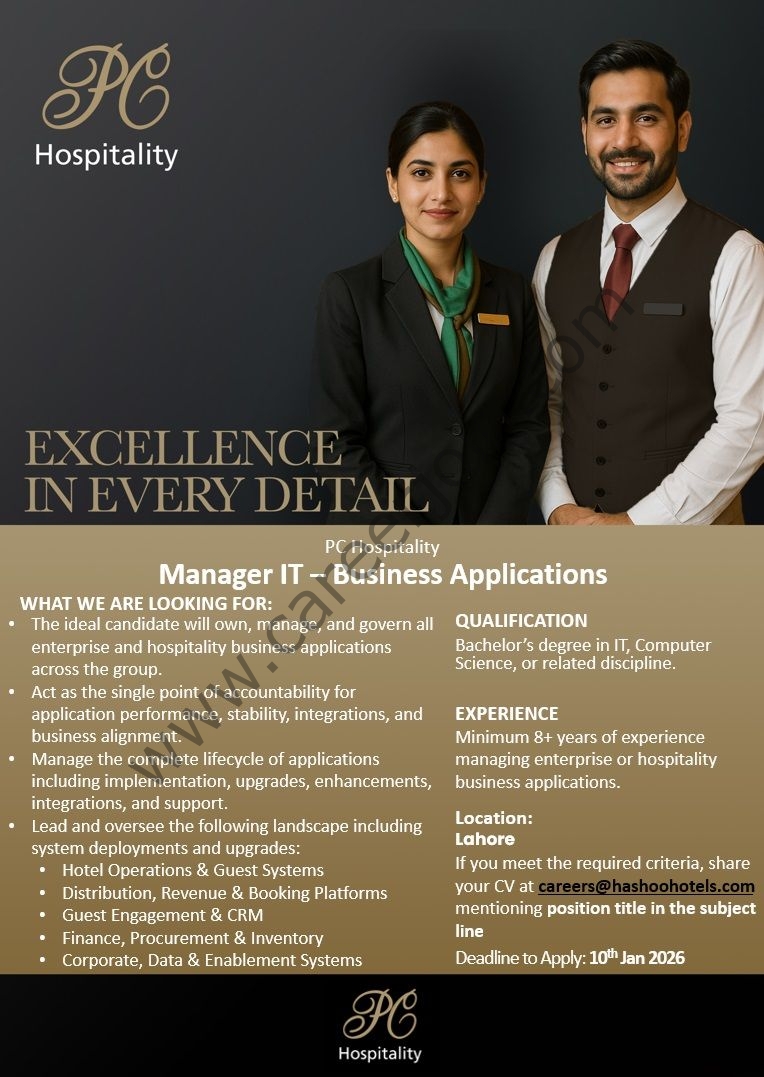 PC Hotels Jobs Manager IT Business Applications