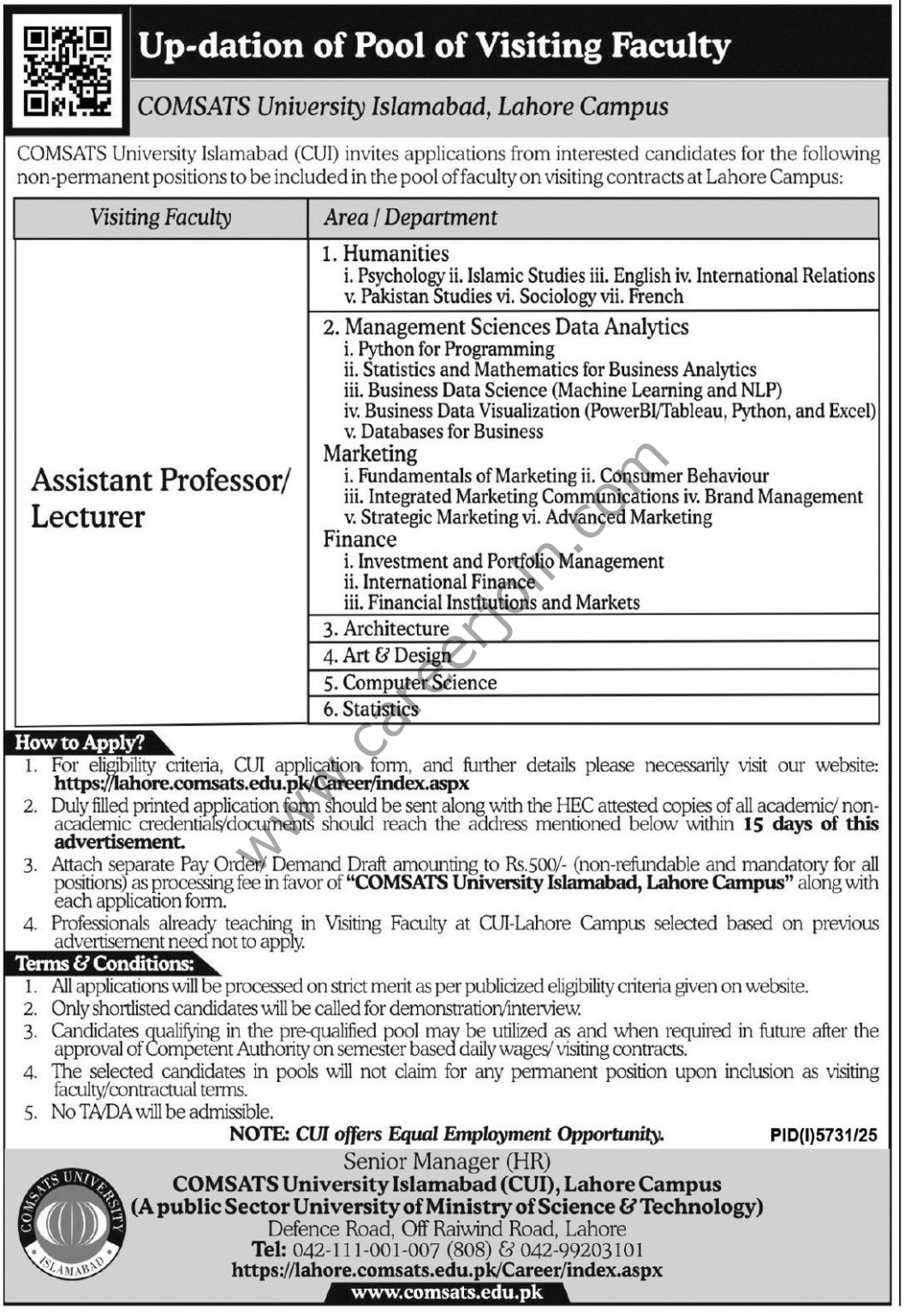 COMSATS University Jobs January 2026