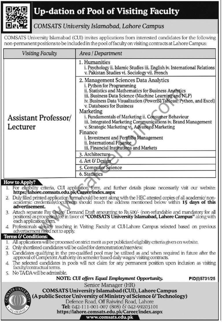 COMSATS University Jobs January 2026