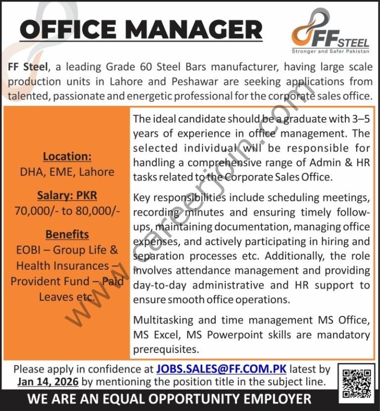 FF Steel Jobs Office Manager