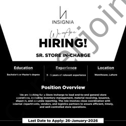 InSignia Jobs Senior Store Incharge
