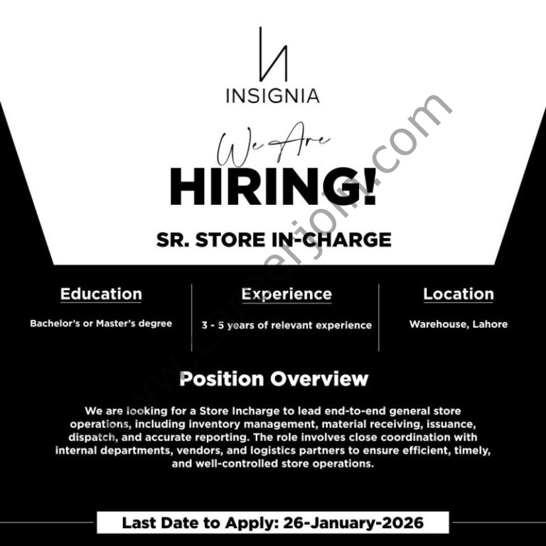 InSignia Jobs Senior Store Incharge