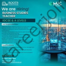 ROOTS International Schools & Colleges Jobs Business Studies Teacher