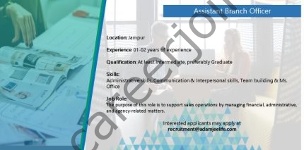 Adamjee Life Insurance Company Jobs Assistant Branch Officer