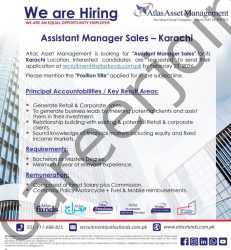 Atlas Asset Management Jobs Assistant Manager Sales