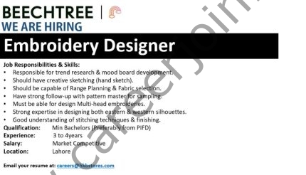 Beechtree Jobs Embroidery Designer
