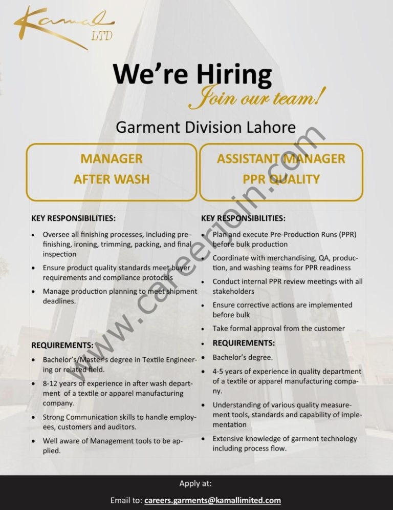 Kamal Limited Jobs April 2026
