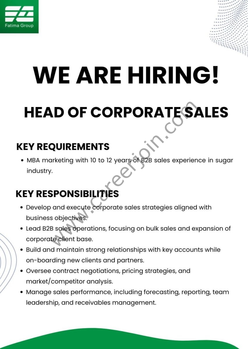 Fatima Group Jobs April 2026