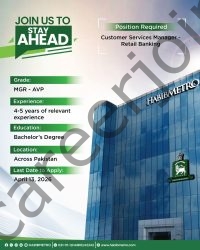 Habib Metropolitan Bank Limited Jobs Customer Services Manager