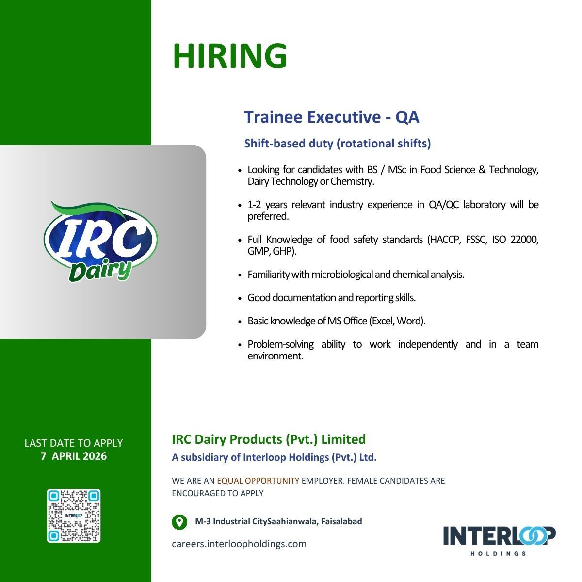 IRC Dairy Products Pvt Ltd Jobs Deputy Manager / Manager Quality Assurance