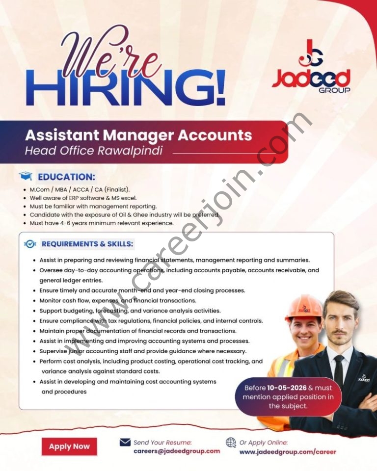 Jadeed Group Of Companies Jobs Assistant Manager Accounts
