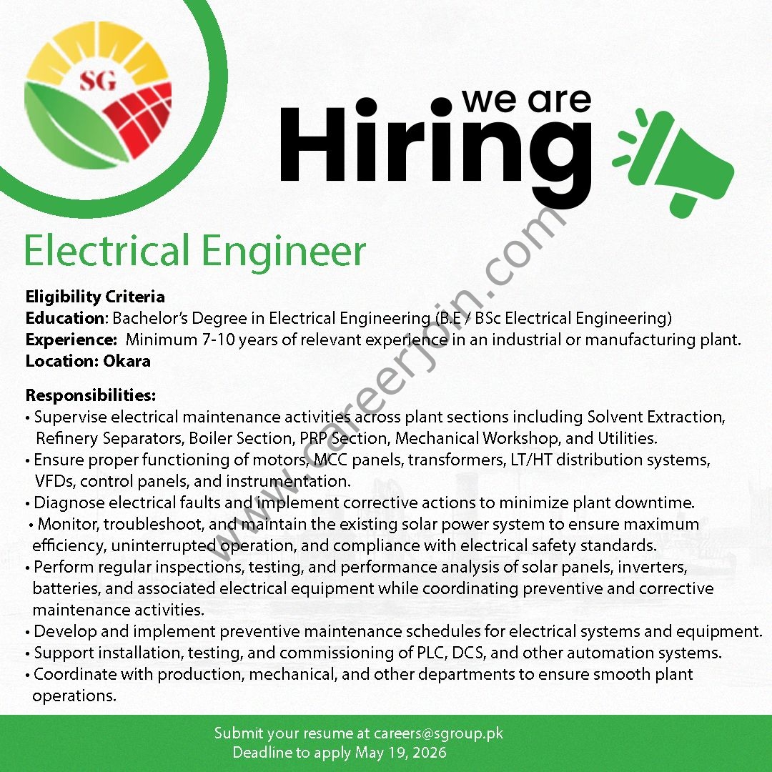 Sharif Group Jobs Electrical Engineer