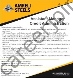 Amreli Steels Jobs Assistant Manager Credit Administration