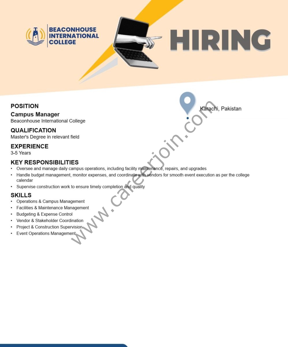 Beaconhouse International College BIC Jobs Campus Manager