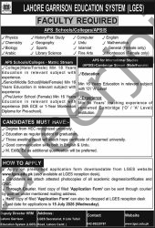 Lahore Garrison Education System LGES Jobs June 2026