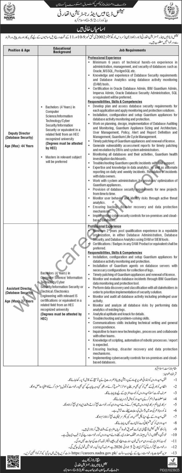 NADRA Jobs June 2026
