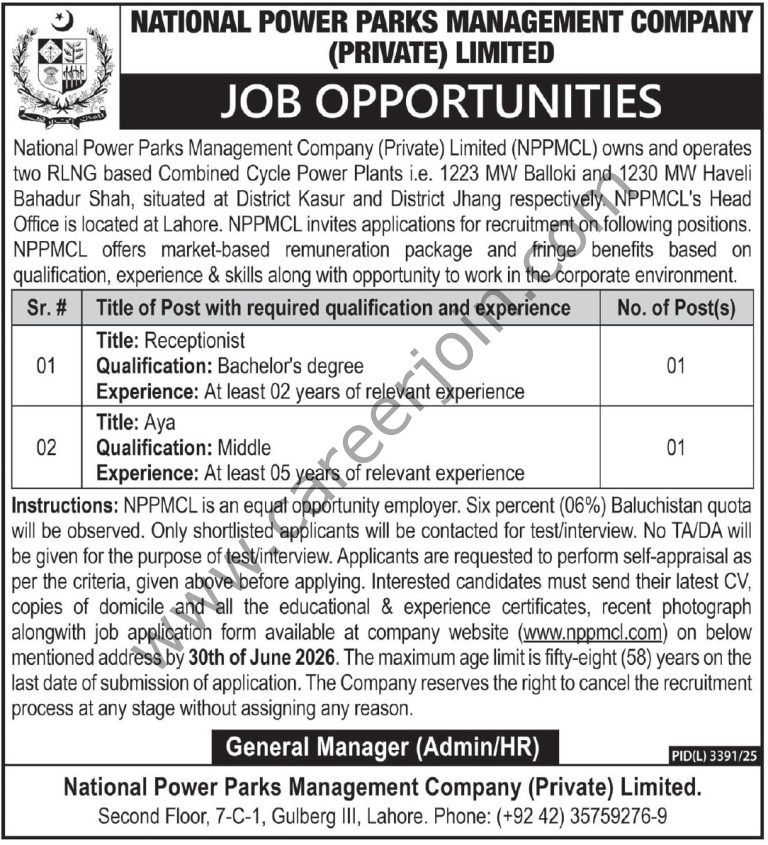 National Power Parks Management Co Pvt Ltd NPPMCL Jobs June 2026