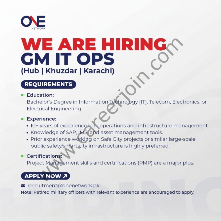 One Network Pvt Ltd Jobs General Manager IT Operations