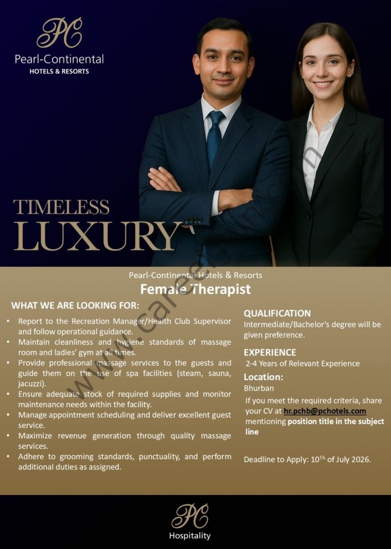 PC Hotels Jobs Female Therapist