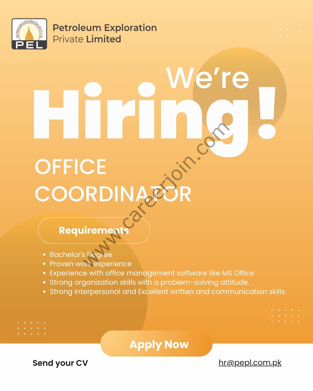Petroleum Exploration (Pvt) Limited Jobs Office Coordinator