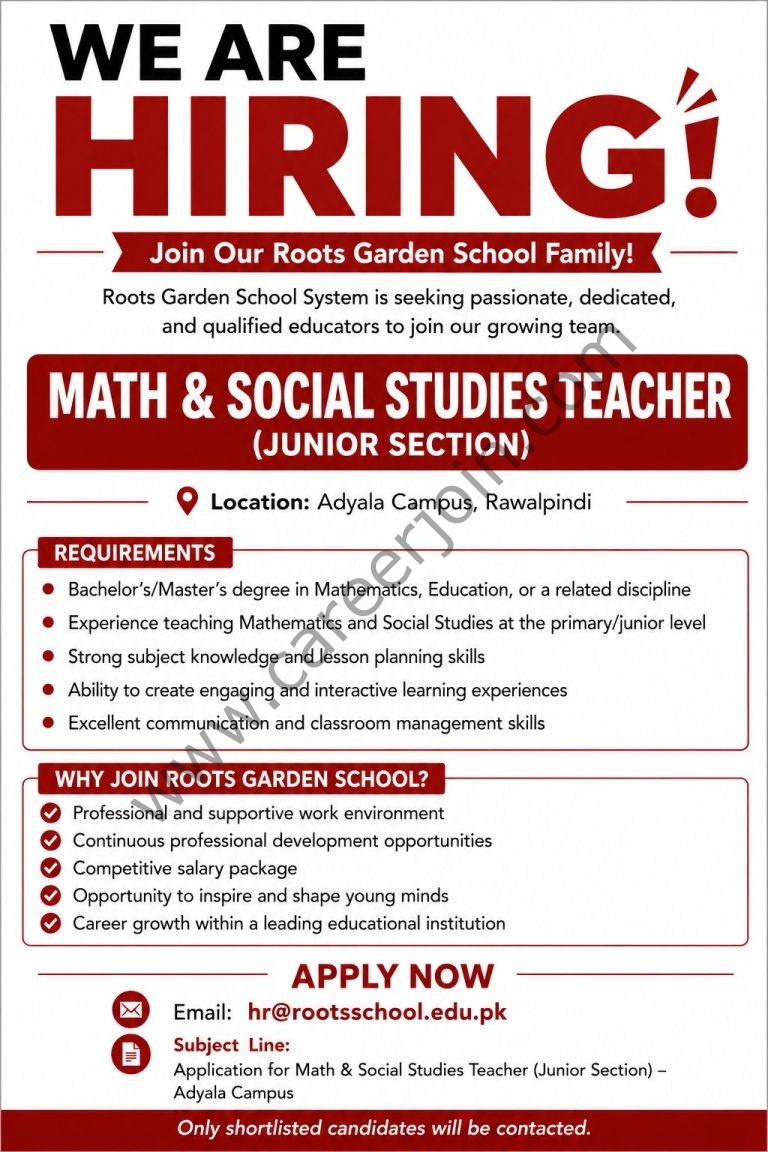 Roots Garden School Jobs